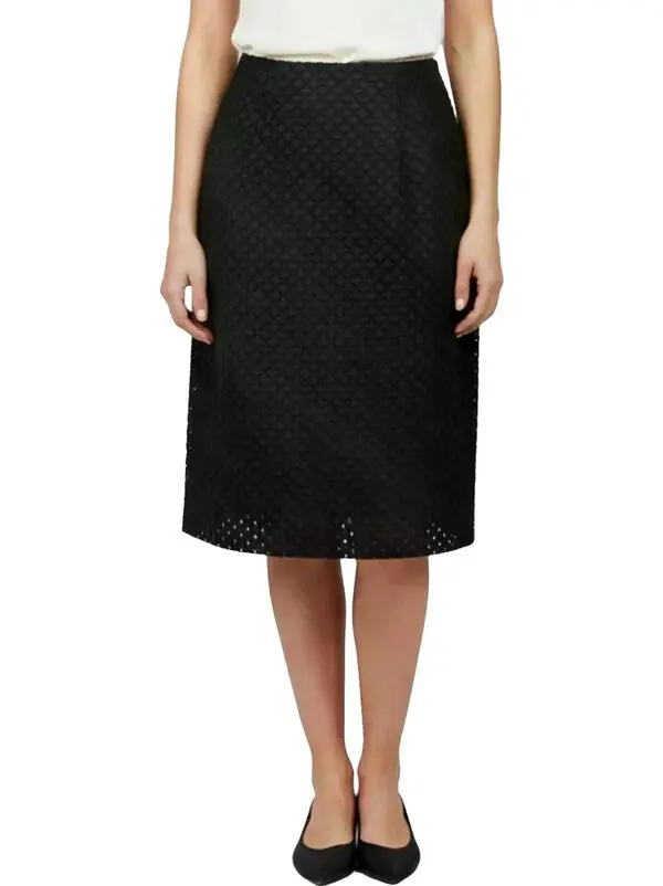 Burberry Fil Coupé Pencil Midi Skirt - Black