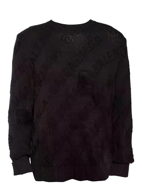 Balenciaga Cotton All-over Print Crewneck Sweater - Black