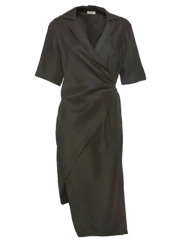 Sandro Asymmetrical V-neck Midi Dress - Grey
