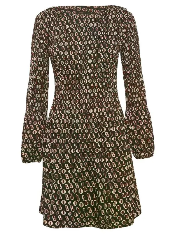 Maje Logo-detail Pattern Midi Dress - Black