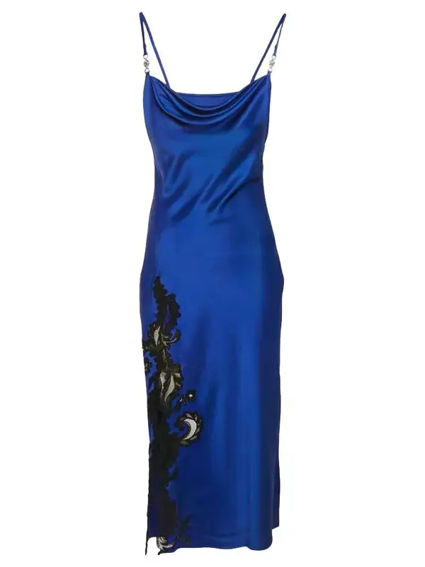 Versace Barocco Lace-detail Dress - Blue