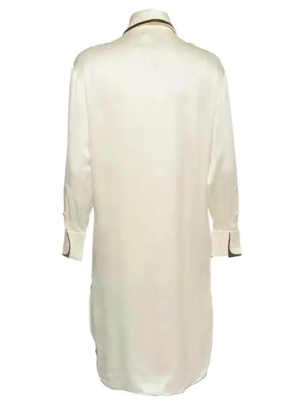 Fendi Cream Silk Satin Shirt Midi Dress - Neutrals