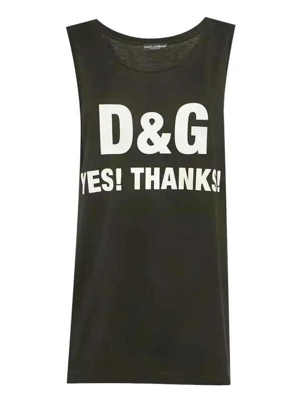 Dolce & Gabbana Slogan Print Tank Top - Black