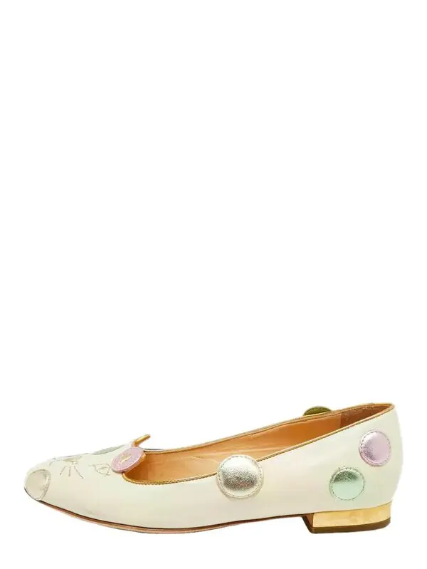 CHARLOTTE OLYMPIA Kitty Leather Ballet Flats - Neutrals
