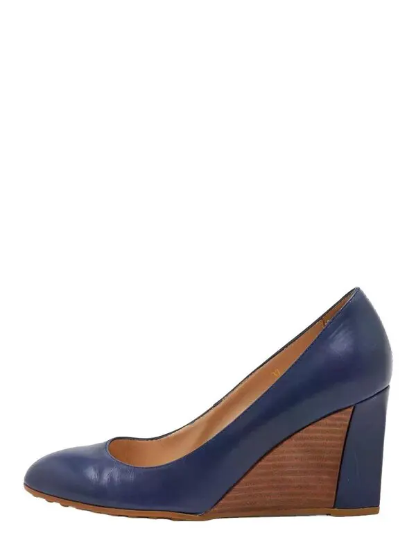 TOD'S Leather Wedge Pumps - Blue