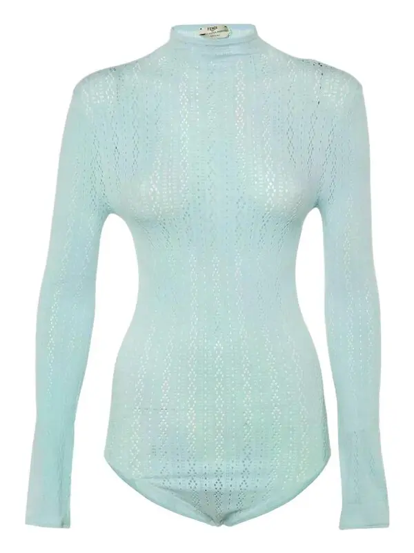 Fendi Mesh Long-sleeve Bodysuit - Blue