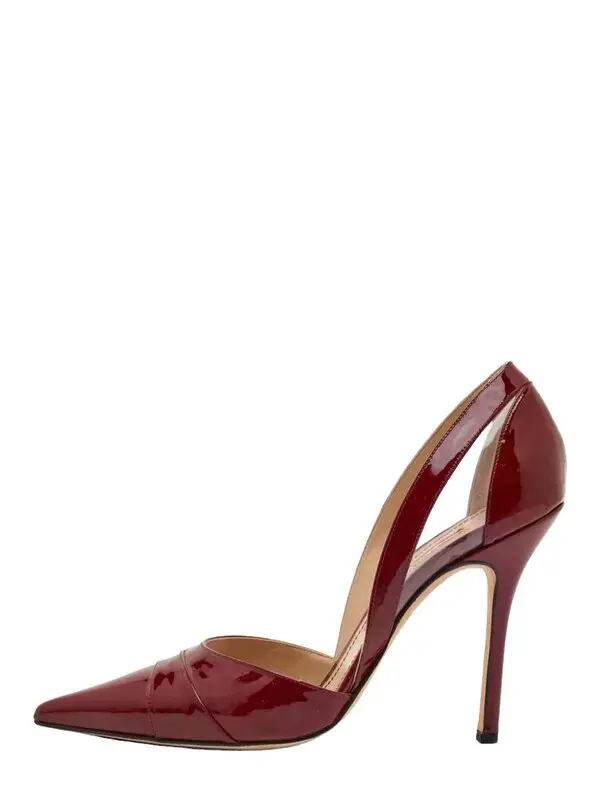 Manolo Blahnik Burgundy Leather Patent D'orsay Pointed-toe Pumps - Red