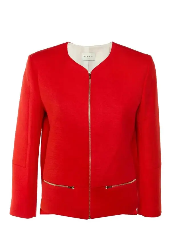 Sandro Zip-front Textured Cotton Jacket - Red