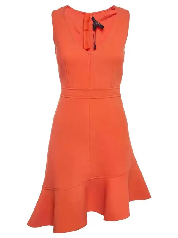 LOUIS VUITTON Sleeveless Ruffled Mini Dress - Orange