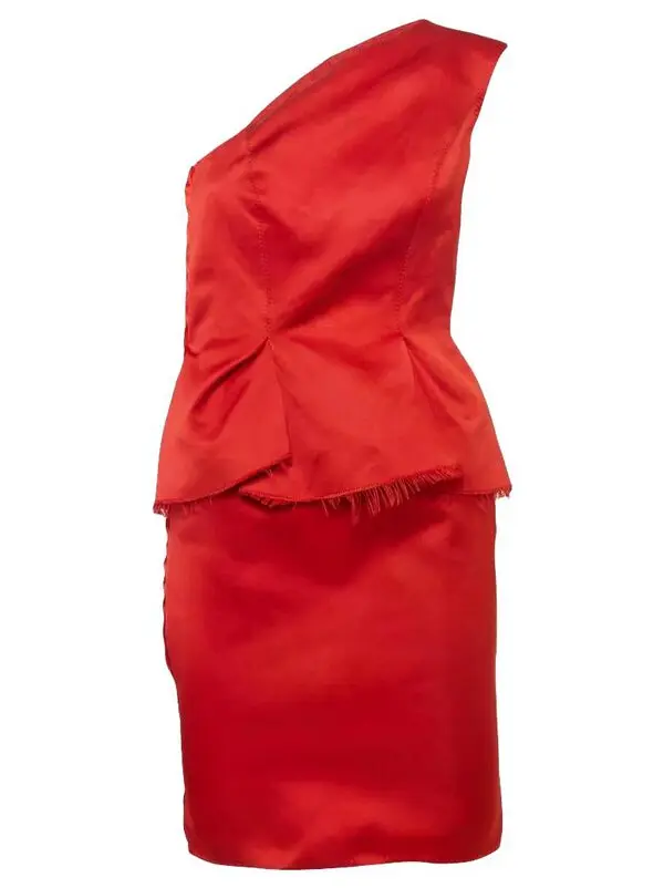 LANVIN One-shoulder Peplum Mini Dress - Red