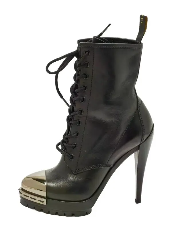 Casadei Platform Ankle Boots With Metal Toe Cap - Black
