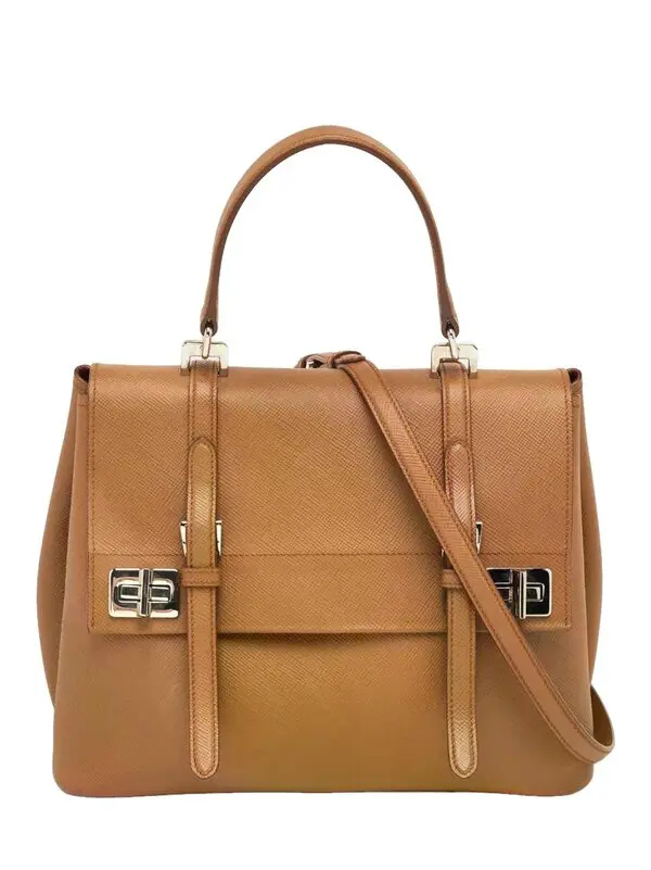 Prada Turn-lock Flap Tote Bag - Brown