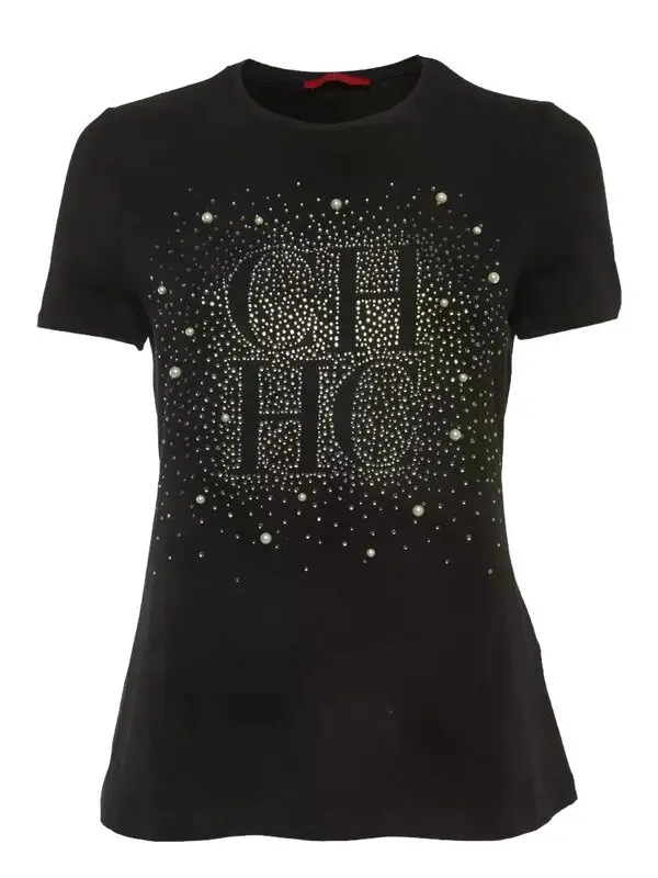 Carolina Herrera Embellished Jersey T-shirt - Black