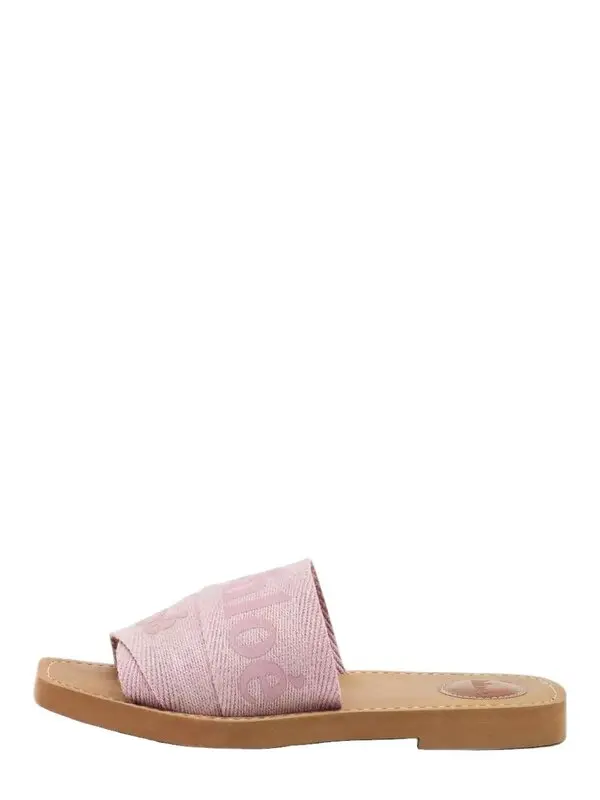 Chloé Woody Logo-canvas Slides - Pink