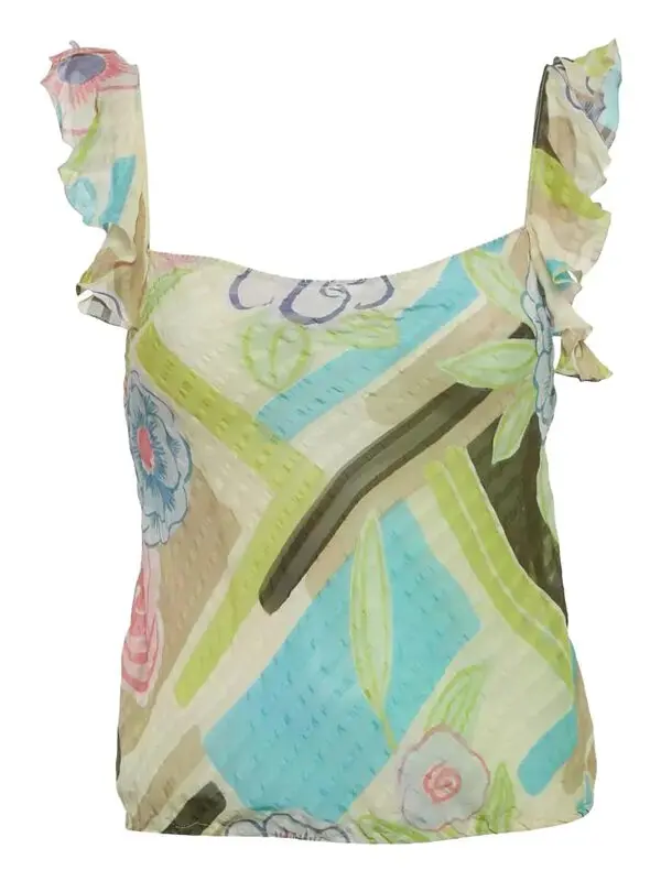 Moschino Sheer Ruffle Sleeve Top - Neutrals