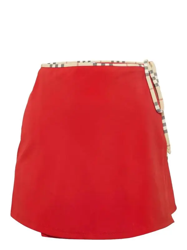 Burberry Check-trim Sarong Mid Skirt - Red