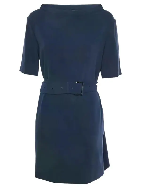 Burberry Belted Crepe Mini Dress - Blue