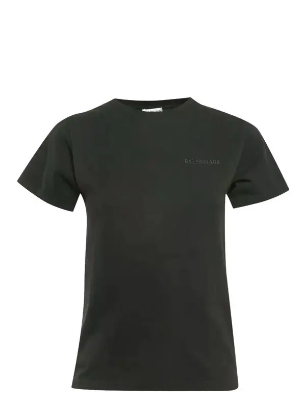 Balenciaga Logo Embroidered T-shirt - Black