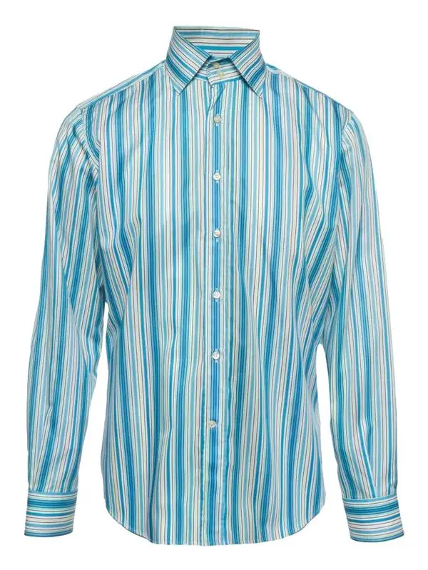 Etro Striped Poplin Shirt - Blue