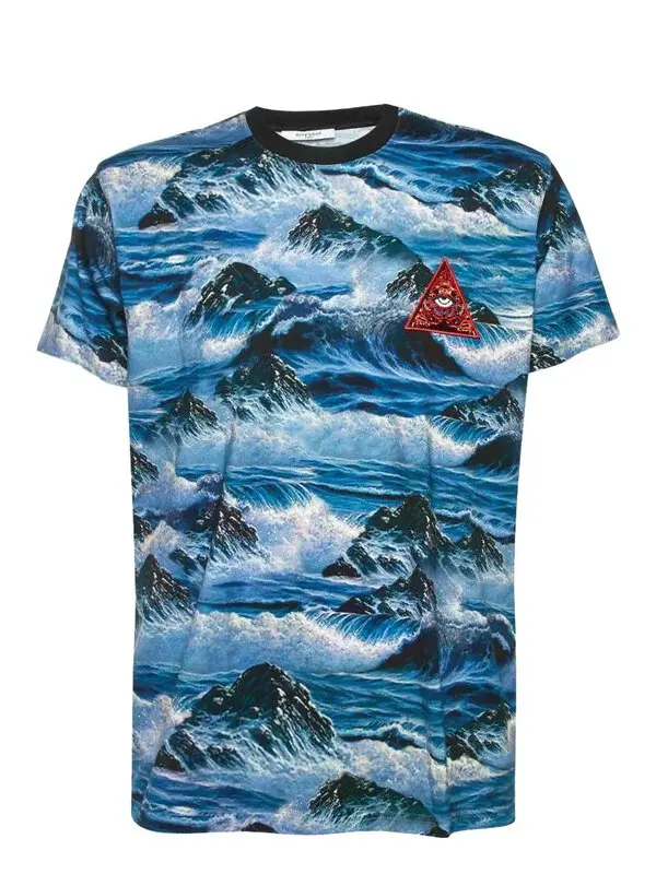 Givenchy Ocean Wave-print T-shirt - Blue