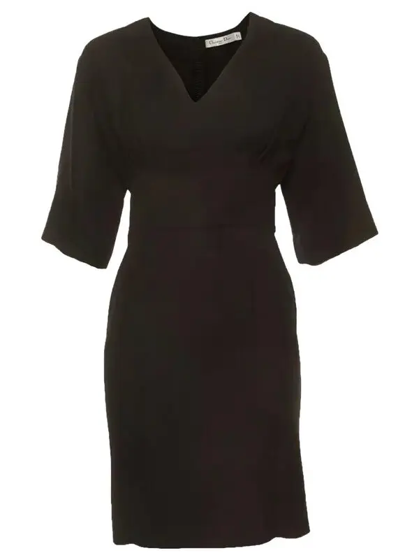 Dior V-neck Crepe Mini Dress - Black