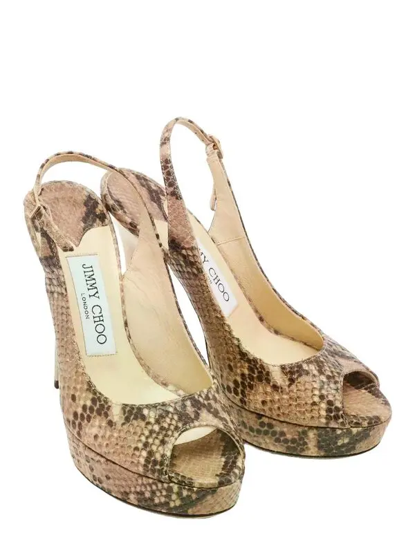 JIMMY CHOO Nova Python-embossed Slingback Pumps - Neutrals