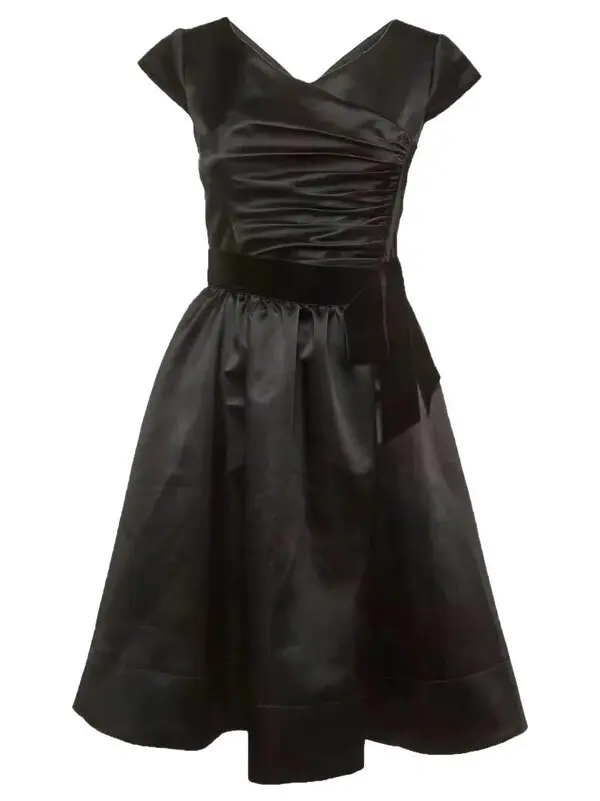 ARMANI Draped Velvet-trimmed Mini Dress - Black