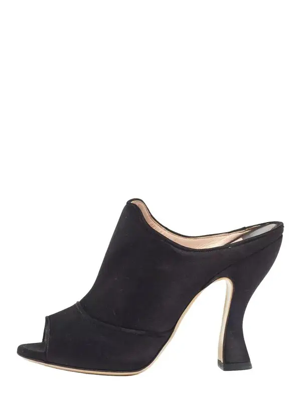 Miu Miu Satin Open-toe Mules - Black