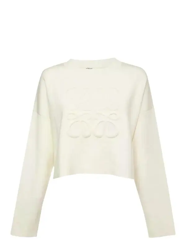 Loewe Anagram Cropped Jumper - Neutrals