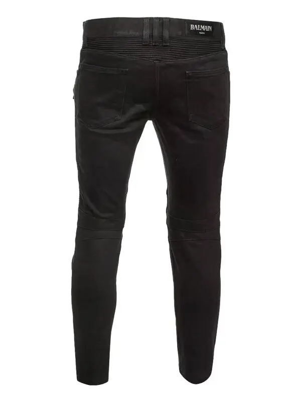 Balmain Ribbed Detail Slim-fit Jeans - Black