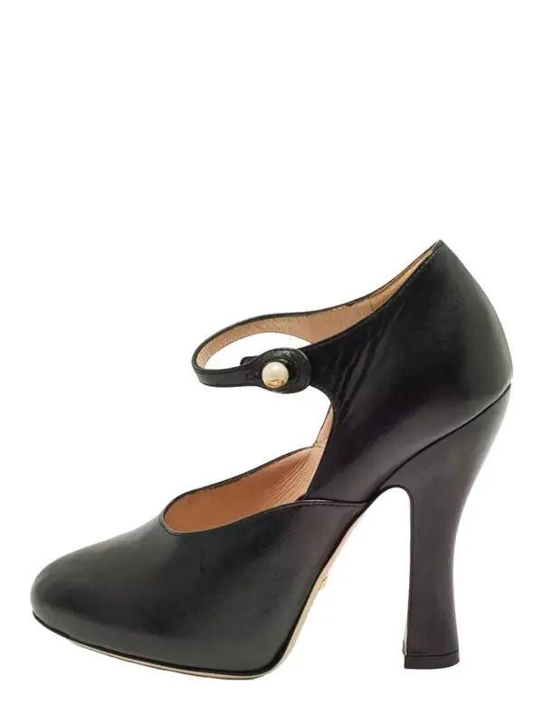 Gucci Lesley Leather Heeled Pumps With Faux Pearl Detail - Black