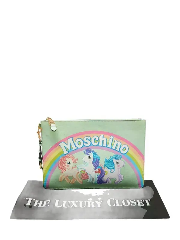 Moschino My Little Pony Zip Pouch Clutch Bag - Green