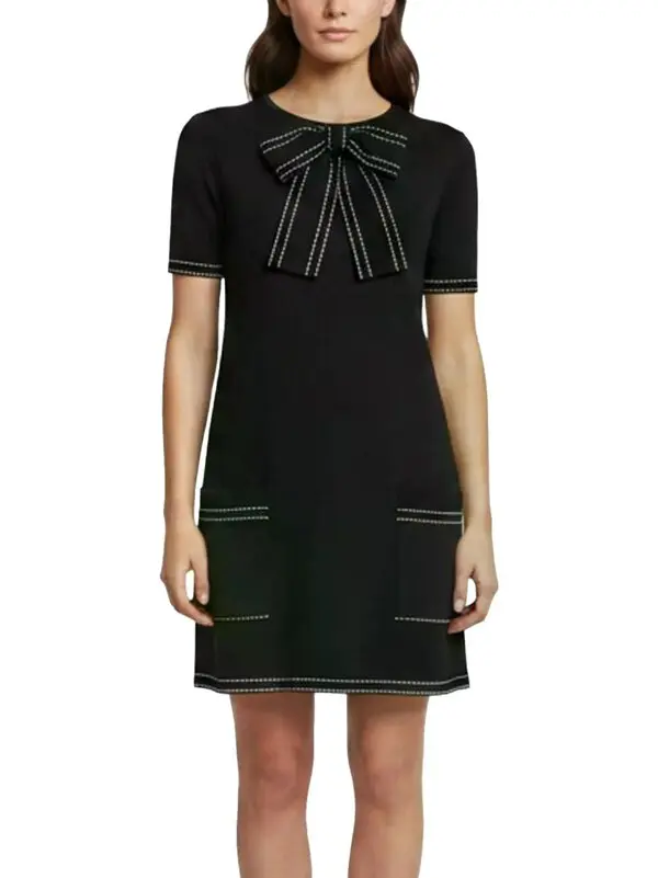 Elisabetta Franchi Bow Detail Mini Dress - Black