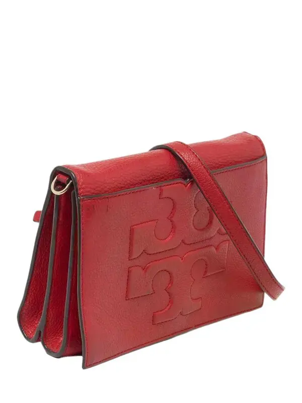 Tory Burch Embossed Logo Flap Crossbody Bag - Red