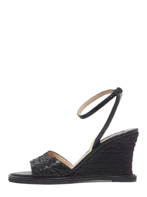 Bottega Veneta Intrecciato Wedge Sandals - Black