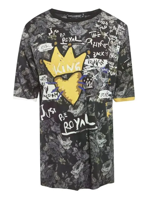 Dolce & Gabbana Graphic-print Longline T-shirt - Black