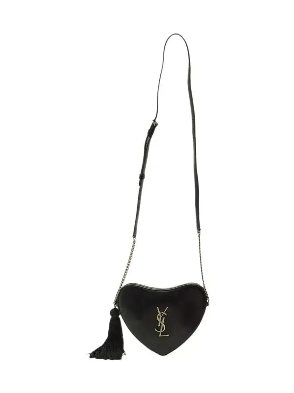 Saint Laurent Heart Chain-strap Leather Crossbody Bag - Black