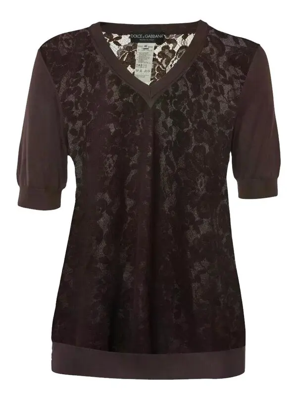 Dolce & Gabbana Lace Sheer-back Top - Brown