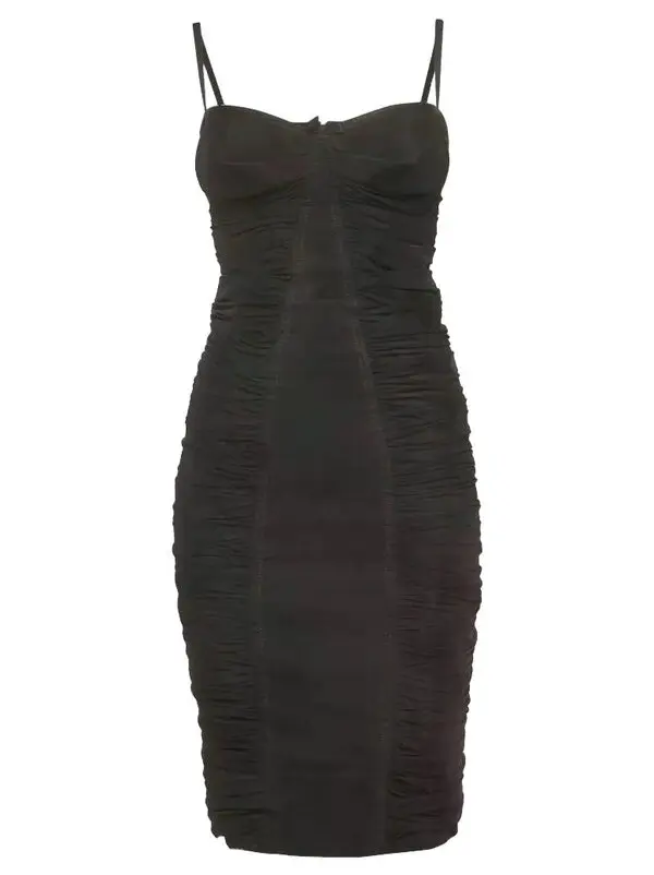 Dsquared2 Ruched Sweetheart Neck Midi Dress - Black