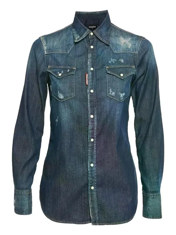 Dsquared2 Distressed Chambray Shirt - Blue