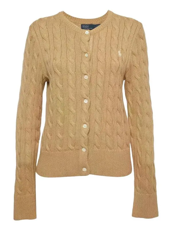 Polo Ralph Lauren Embroidered Cable-knit Cardigan - Neutrals