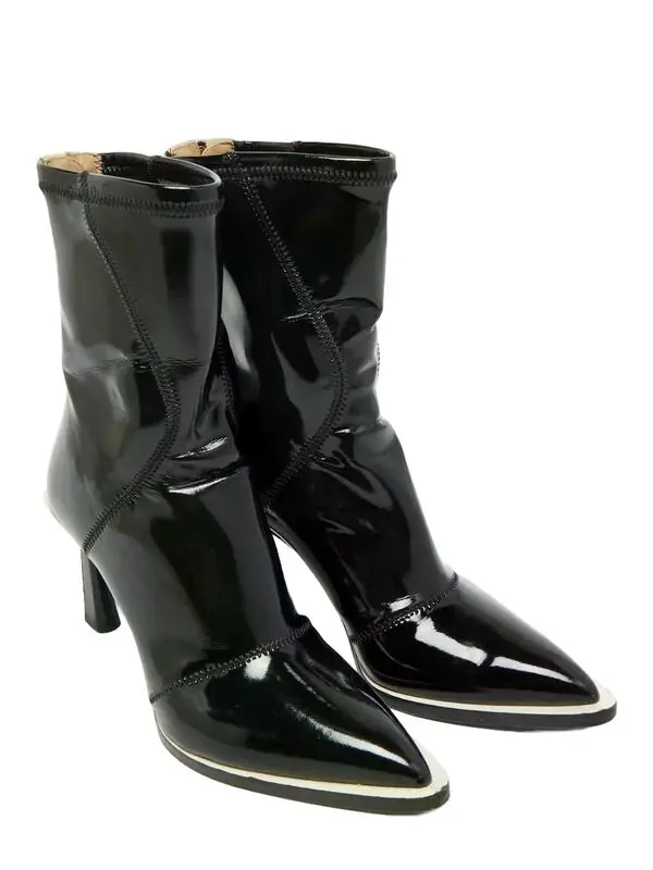Fendi Patent-leather Point-toe Ankle Boots - Black
