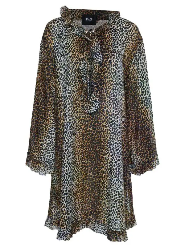 D&G PREOWNED Animal-print Mini Dress - Neutrals