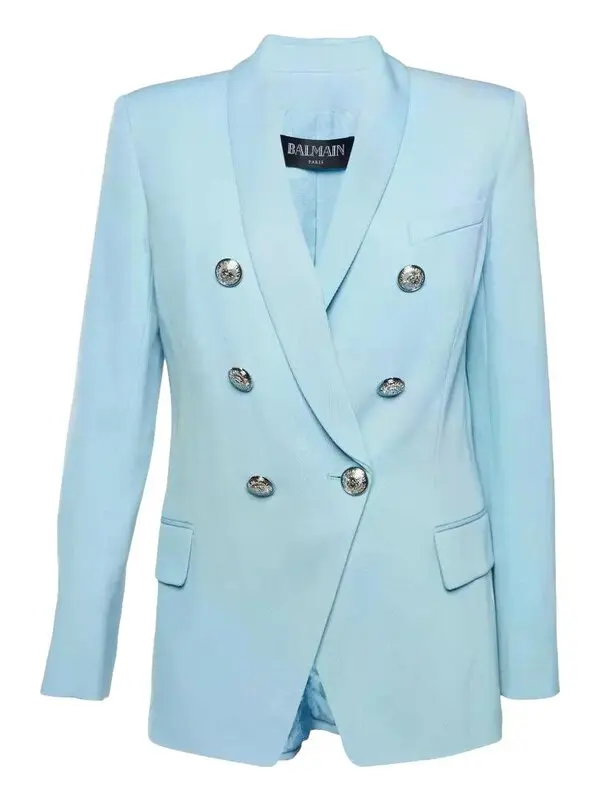 Balmain Light Wool Double-breasted Blazer - Blue