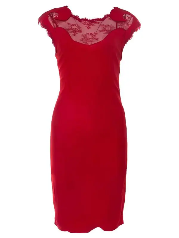 Roberto Cavalli Lace Detail Midi Dress - Red