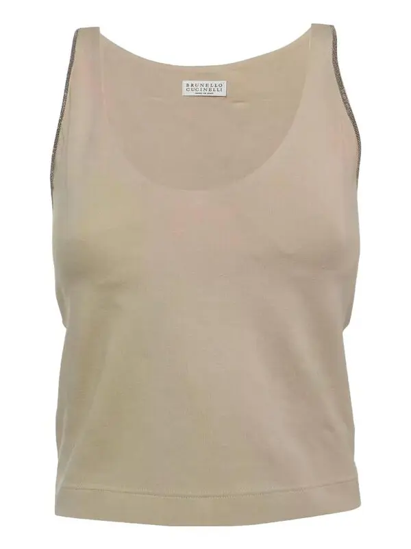 Brunello Cucinelli Monili Embellished Cropped Tank Top - Neutrals