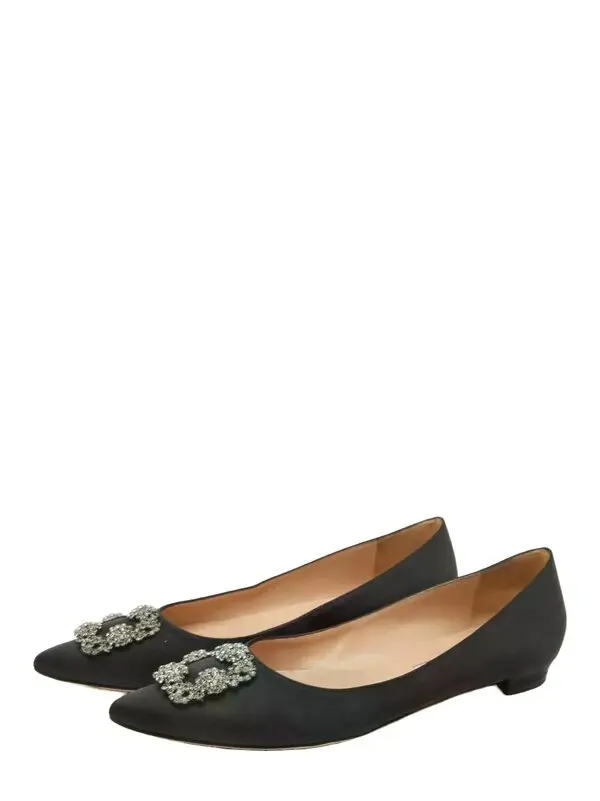 Manolo Blahnik Hangisi Crystal Ballet Flats - Black