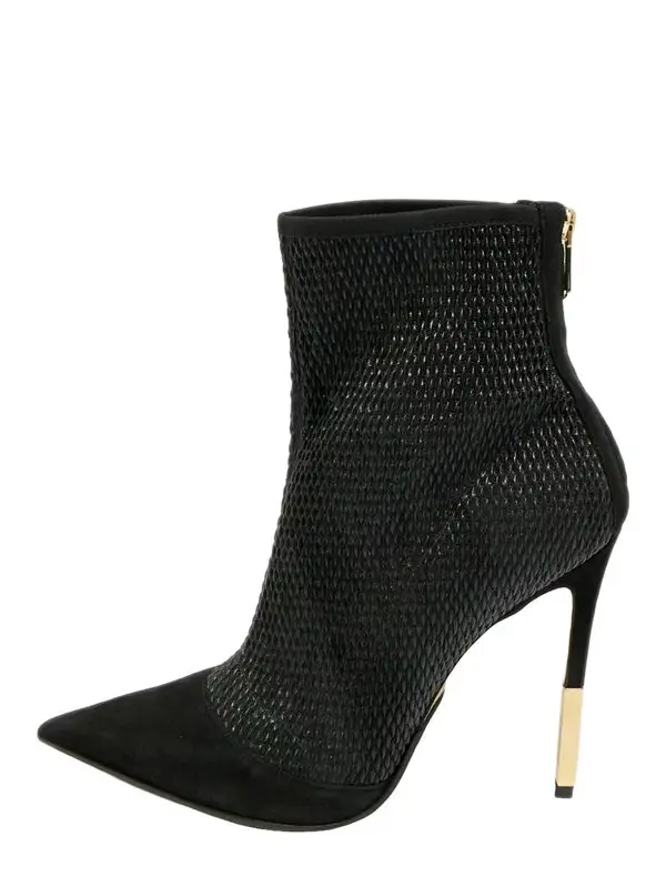 Balmain Suede Panel Ankle Boots - Black