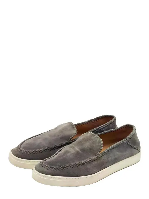 Giorgio Armani Intrecci Suede Loafers - Grey