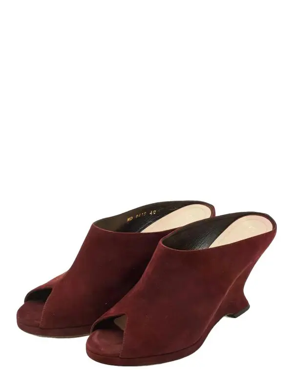 Dior Burgundy Suede Open-toe Wedge Sandals - Red